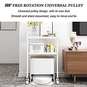 Rolling Storage Cart Vacuum Cleaner Robot Rack, Bathroom Organizer Mobile Shelving Unit Rolling Utility Cart, Metal Storage Shelves for Home/Garage/Basement/Shed/Laundry Room, Space Saver