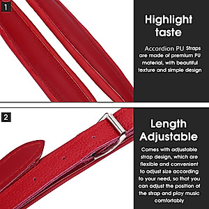 VGEBY Accordion Straps, Adjustable Accordion PU Shoulder Straps Accordion Strap Set for 16-120 Bass (Red)