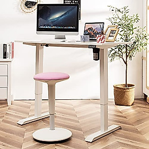 Giantex Wobble Stool Height-Adjustable Standing Desk Stool W/ Swivel, Tilt Motion, Premium Airlift, Wiggle Chair for Flexible Seating, for Junior, Home, Office, School Active Chair (Pink+White)