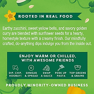 Growee Foods Indian Style Curry Zucchini Chip Dip & Spread – Creamy Salsa & Hummus Alternative – Dairy-Free Queso, Vegan Mayo & Salad Dressing Substitute – Gluten-Free, Nut-Free, Non-GMO – 12 oz