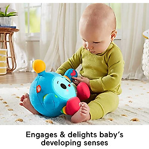 Fisher-Price Happy World Huggy Wuggy Bug, take-Along Soft Plush Toy with Lights, Music and Sounds for Infants and Toddlers Ages 6 Months and up