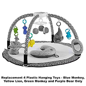 Replacement Toys for Sensory Gym - Fisher-Price Jonathan Alder Sensory Gym for Baby DFP71 ~ Includes 4 Plastic Hanging Toys ~ Blue Monkey, Yellow Lion, Green Monkey and Purple Bear