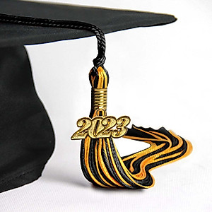 Endea Graduation Mixed Double Color Tassel with Gold Date Drop (Black/Gold, 2023)
