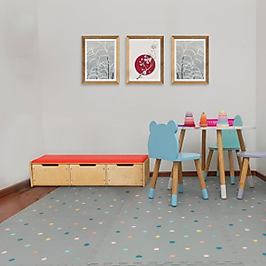 Contender 3 Cube Storage Organizer Bench, Window Bench with Cushions, Cubical Shoe Storage Bench Ideal for Hallway, Kindergarten, Nursery Safe and Certified