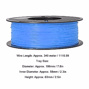 Gaeirt 3D Printer Roll Filament, Smokeless Plastic Shell 1kg Spool 1.75mm PLA Print Filament High Accuracy for Industrial Devices(Blue)