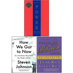 The 48 Laws Of Power, How We Got to Now Six Innovations That Made the Modern World, Secrets of the Millionaire Mind Think Rich to Get Rich 3 Books Collection Set