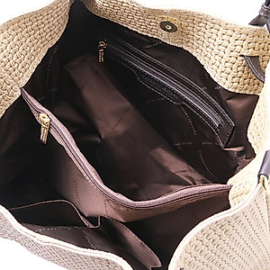 Tuscany Leather TL KeyLuck - Woven printed leather shopping bag - TL141573 (Beige)