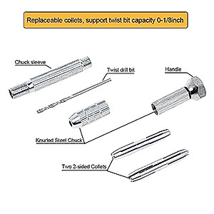 AUTOTOOLHOME Precision Pin Vise Copper Hand Drill Set with 20pc Micro Mini Twist Drill Bits Hobby Model Rotary Tool for Wood Jewelry Plastic PVC 0.3-1.6mm