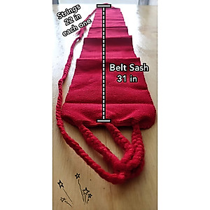 Waist Belt by Jacq & Jürgen - Red - Embroidery Design - Traditional Belt 31In and 22In Strings Flat