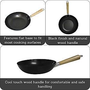 IMUSA USA IMU-52005 Nonstick Wok with Wood Handle 11-Inch