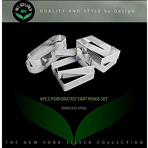 NewlineNY Stainless Steel 6 Pcs Perforated Oval Rectugular Square Tart Rings Molding Plating, Set of 6: 2 of each (13cm x 4cm 5" x 1.5") + (10cm x 5.5cm 4" x 1.5") + (7cm 2.8" square) x (2cm 0.8" H)
