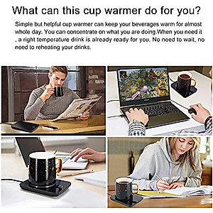 Misby Mug Warmer & Mug Set, Coffee Warmer for Desk Warmer for Desk Auto Shut Off Warmer Plate for Office Home Use, Beverage Warmers with Mug Lid for Water, Tea, Cocoa, Milk Temp Control (Include Cup)