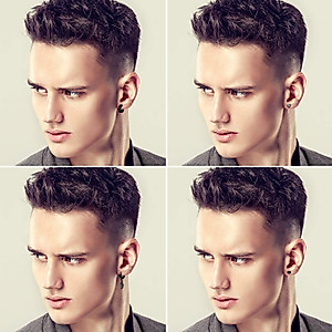 Aroncent 18 Pairs Stud Earrings Cross Dangle Earrings Fake Gauges Earrings Feather Huggie Hoop Earrings for Men Women Stainless Steel Earring Set