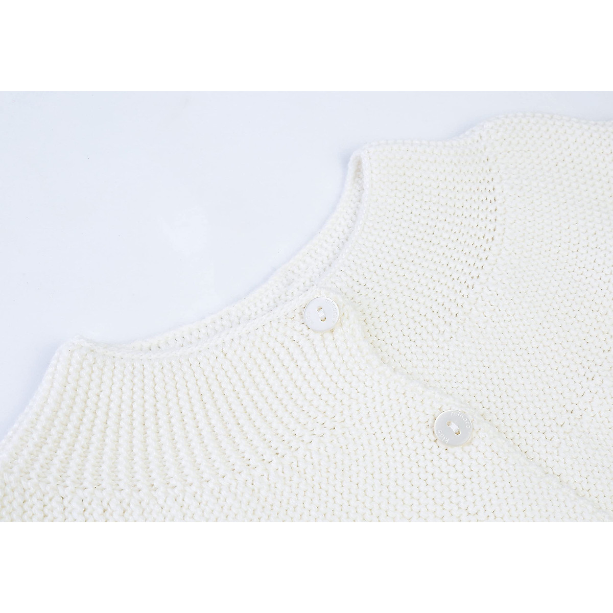 Lilax Baby Girl Knit Sweater Long Sleeve Cardigan (6-9 Months, White)