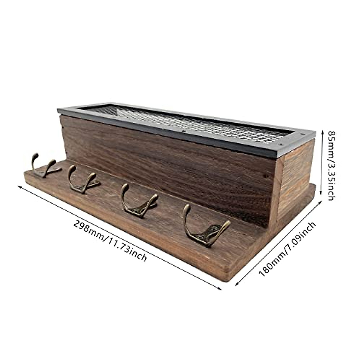 Ismosm Key Holder Mail Organizer Wall Mount Key and Mail Holder Key Rack with 4 Double Key Hooks Rustic Wall Decor for Entryway, Hallway, Kitchen, Living Room, Mudroom, Office (Brown)