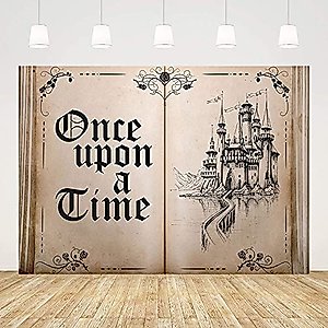 ABLIN 10x7ft Fairy Tale Books Backdrop Old Opening Book Once Upon a Time Ancient Castle Princess Romantic Story Photo Background Wedding Birthday Party Decorations Banner Props CQ100-10x7ft