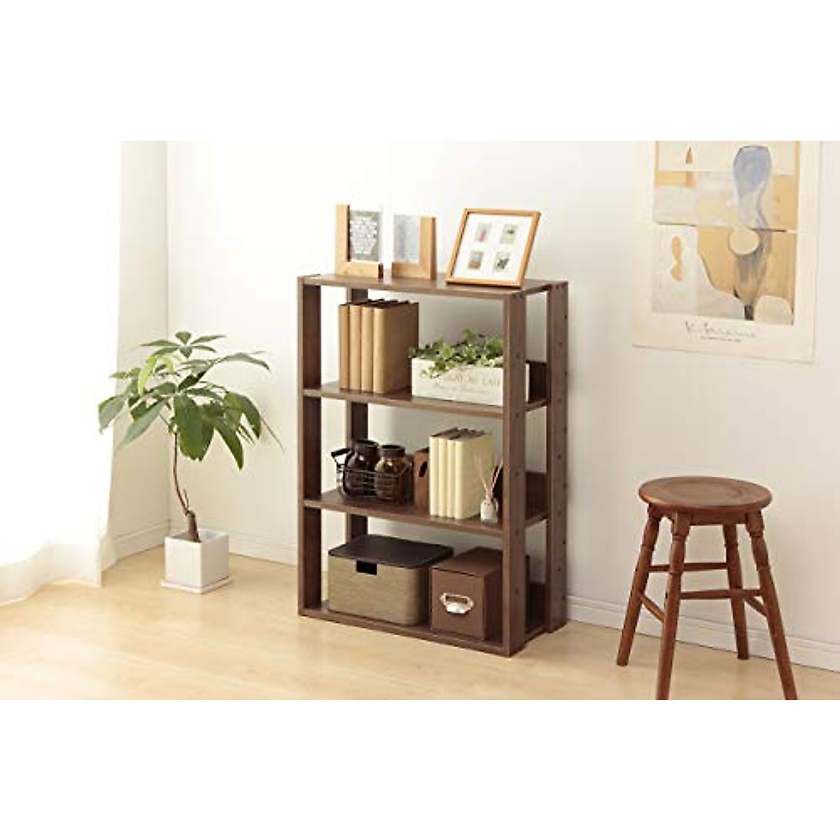 IRIS USA Rack 3-Shelf Open Wood Shelving Unit, WIDE, Brown