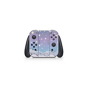 Tacky Design Clouds Skin Compatible with Nintendo Switch Skin Wrap Cover, Pastel Purple Sky Moon Skin for Nintendo Switch Stickers, Premium Vinyl 3M Full Wrap Decal.