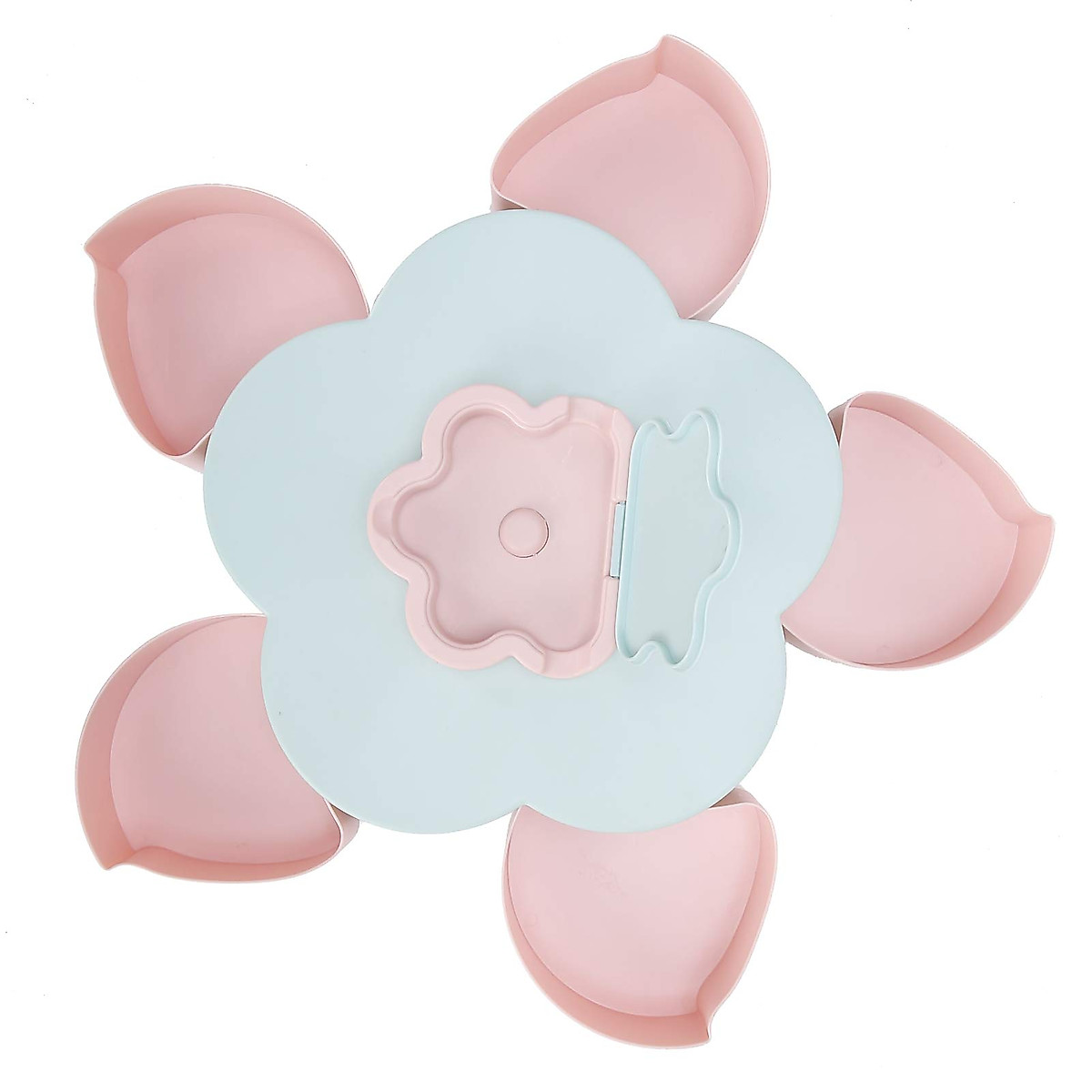 plplaaoo Flower Shaped Dried Fruit Plate,Rotating Snack Storage Box with 5 Compartments, Nut Serving Platter, Removable Snacks Candy Storage Tray for Dried Fruits, French Fries, Nuts