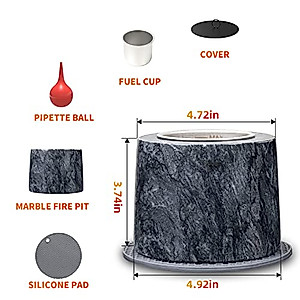 SmileBank Tabletop Fire Pit Fire Bowl - Marble Table Top Firepit Isopropyl Alcohol Mini Indoor Fire Pit Portable Tabletop Fireplace for S'Mores Home Outdoor Patio Balcony Backyard Garden Decor