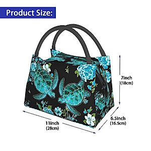 ASYG Sea Turtles Lunch Box Beach Bag Picnic Bags Tote Insulated Portable Lunch Bag Container Beach Meal Bag