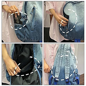 ASNAT Aesthetic Denim Washed Backpack Large Capacity Japanese Fashion Tie Dye Bag (Blue)