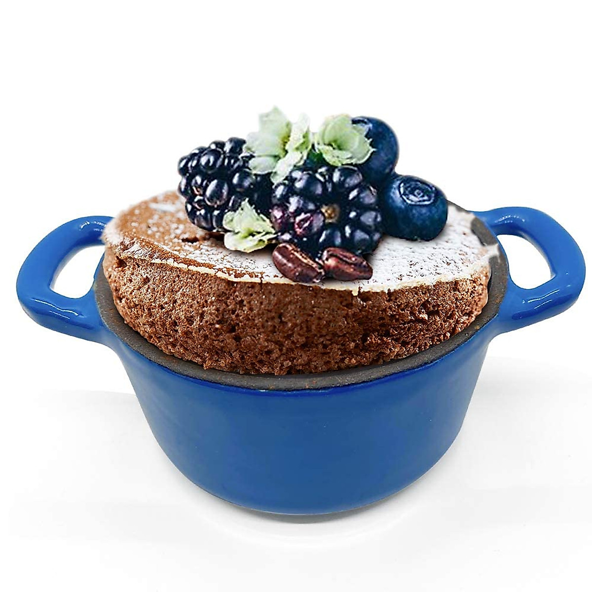 RJ Legend Mini Dutch Oven Pot Set of 3 - Enamel Surface, Non-Stick Cast Iron Cookware - Ideal Gift for Your Friends & Family - Blue, Green, White