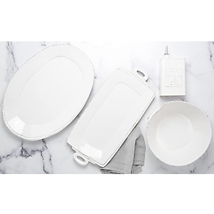 Vietri Lastra White Collection Italian Serveware Sets (Handled Rectangular Platter)