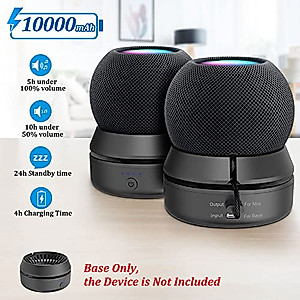 PlusAcc for HomePod Mini Battery Base - 10000mAh Portable Charging Station, Cord Management Home Pod Mini Accessories Stand Holder for Bedroom and Outdoor, No Muffled Sound Space Saving (Black)