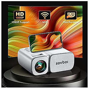 Sovboi Projector, WiFi Mini Portable Projector 9000L,Short Focal Lens Outdoor Movie Projector, HD Native 720P 250" Small Video Projector, Home Theater Phone Projector for PC/TV Stick/Gaming