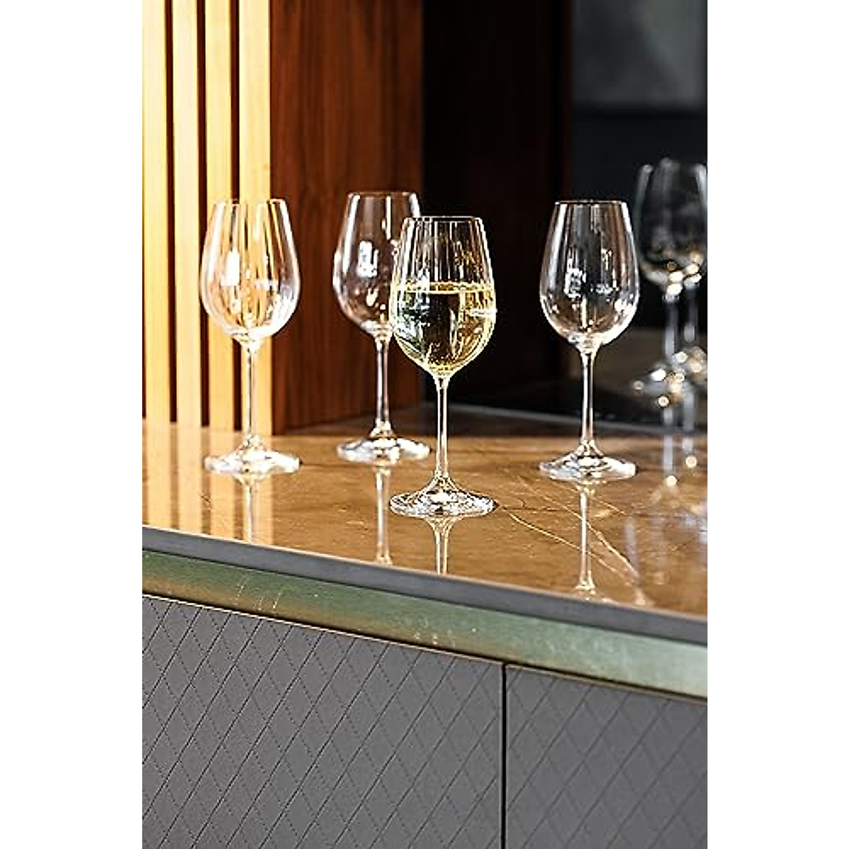 MIKASA Treviso Crystal White Wine Glasses, 350ml, Set of 4 Lead-Free, Clear Fine Glasses with Rippled Effect for Celebrations