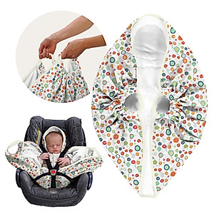 ​​Snugglebundl Baby Lift Carseat Blanket Insert (Baby Button Bunting w/ Handles) Organic Cotton Car Seat Swaddle for Baby Boys & Girls 0-18 Months