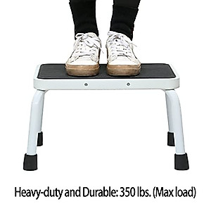 Sattiyrch 9.5" Step Stool with Anti-Skid Rubber Platform,Metal Medical Foot Stool for Elderly,Senior,Easy to Assemble Heavy Duty Step Stool White