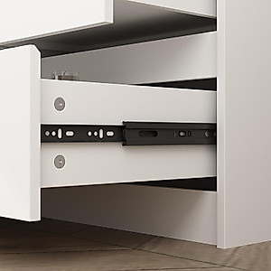 Hitow 9 White Drawer Dressers, Modern Large Dresser for Bedroom Organize, Wooden Long Dresser with 9 Handle Free Drawers, Storage Chest of Drawers for Living Room Office, Ball Bearing Slide (63" W)