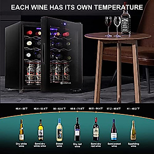COSVALVE Mini Fridge Wine Fridge,3.7 cu.ft Wine Refrigerator,19 Bottle Freestanding Compressor Countertop Wine Cooler, 41f-64f Digital Temperature Control for Red, White, Champagne