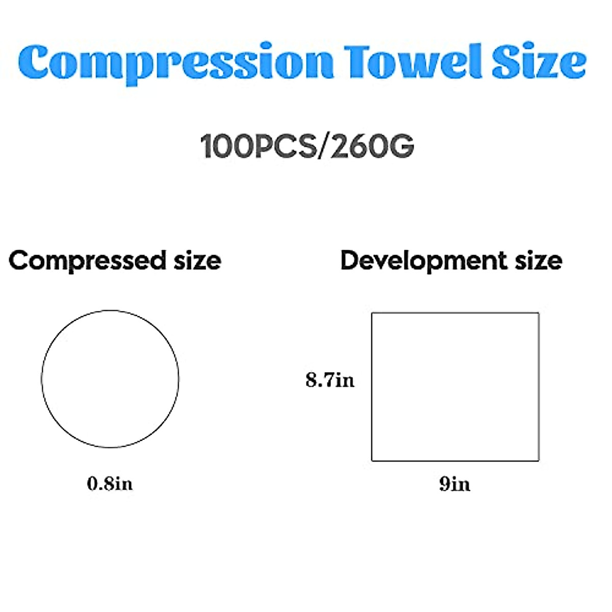 HI FINE CARE Compressed Towels Portable Disposable Compressed Cotton Coin Tissue Towel for Travel, Camping, Hiking, Sport, Beauty Salon, Home Hand Wipes 100Pcs (8.6in×9in)