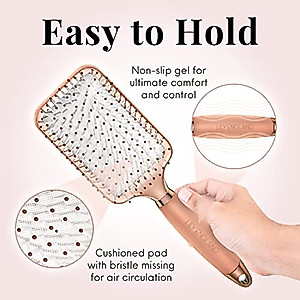 Paddle Brush for Detangling, Blowdrying and Straightening - Professional Large Hair Brush All Hair Types, Rose Gold Hairbrush for Women by Lily England Rose Gold Black
