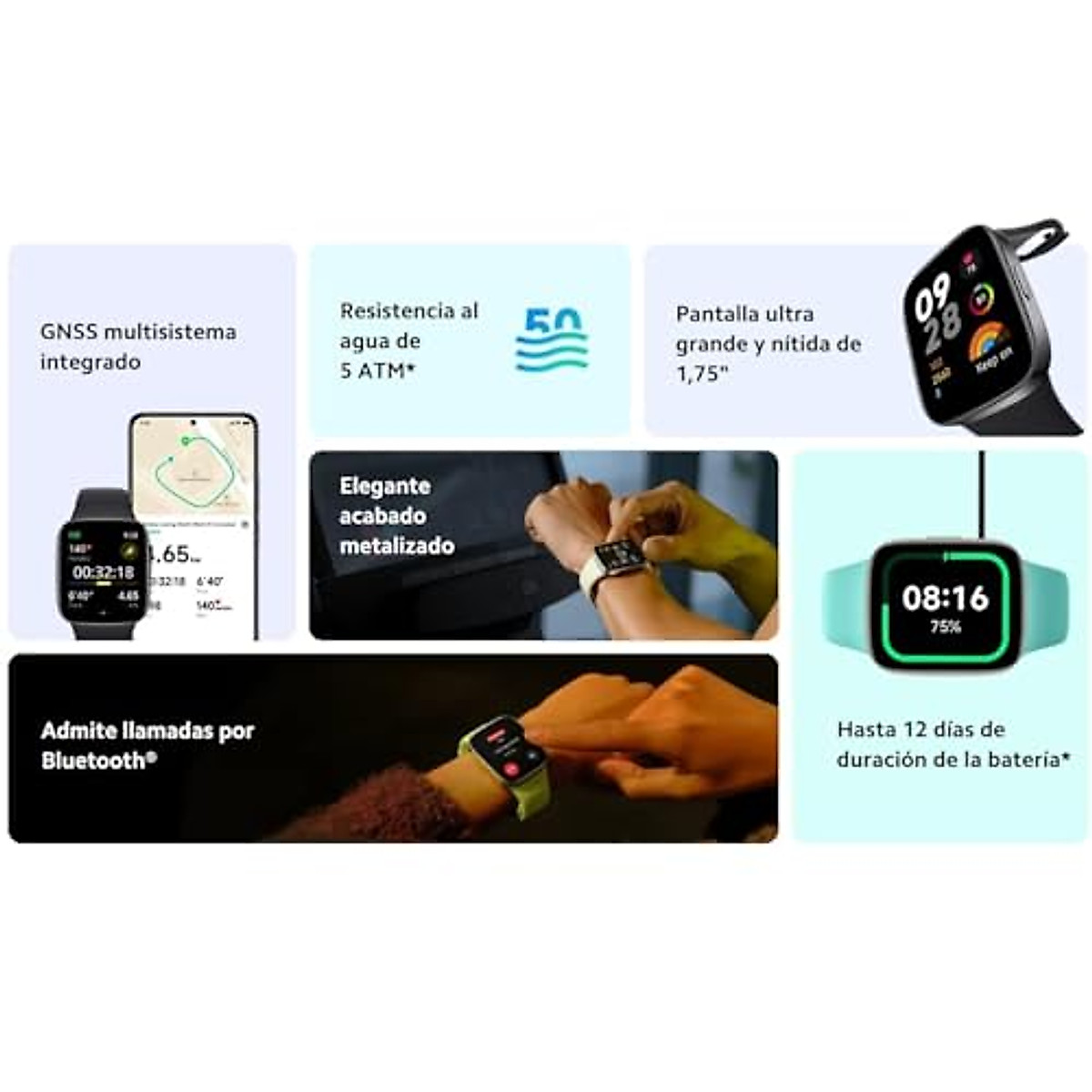 Xiaomi Redmi Smart Watch 3, 1.75 Inch AMOLED Touch Display, 5ATM Water Resistant, 12 Days Battery Life, GPS, 120 Workout Mode, Heart Rate Monitor, Calori Consumption, Fitness Activity Tracker, Black