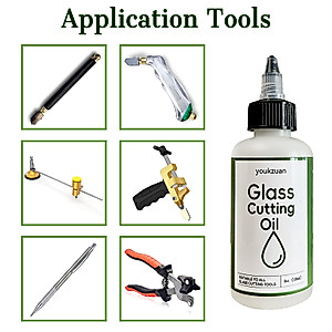youkzuan Glass Cutting Oil, 4 oz Suitable to All Glass Cutting Tools, Glass Cutter Oil for Stained Glass, Glass Bottles, Tile Cutter, Mosaic, and Mirrors