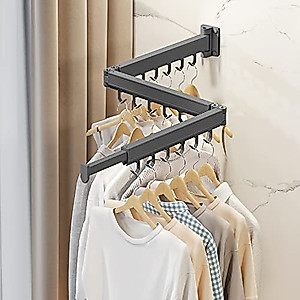 HEILAIYI Laundry Drying Rack Wall Mounted,Clothes Drying Rack,Drying Rack Clothing,Clothes Rack,Laundry Hanger Rack,Laundry Clothes Hanger,Laundry Rack Wall Mount,Retractable,Collapsible,Grey Color
