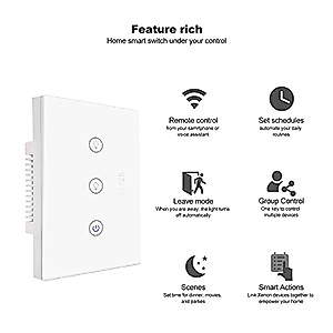XENON Smart Dimmer Switch,3-Way Switch,Neutral Wire Required,2.4Ghz WiFi Dimmer Switch Compatible with Alexa and Google Home,Remote & Voice Control,ETL and FCC Certified,No Hub Required,White,1 pack