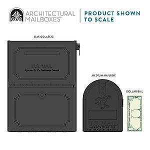 Architectural Mailboxes 6200Z-10 Oasis Classic Locking Post Mount Mailbox, 18"D x 11.5"W x 14"H ,Graphite Bronze
