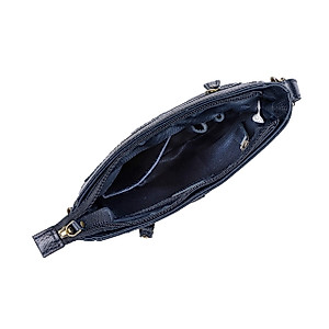 Zinda Genuine Leathers Women's Handbag Crossbody Shoulder Sling (Navy)