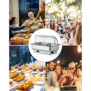 RIEDHOFF Transparent Lid Electric Chafing Dish Set, 2 x 1/2 Pan, silver