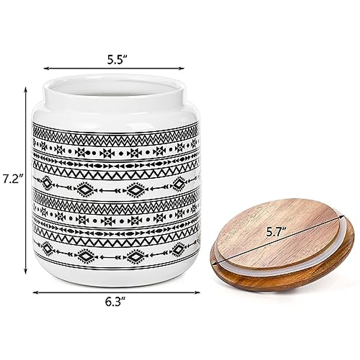 Hedume Kitchen Canister, Ceramic Large Food Storage Jar with Airtight Seal Wooden Lid, 100 Fl Oz Porcelain Food Storage Canister for Home and Kitchen Serving for Coffee, Sugar, Tea, Flour and More