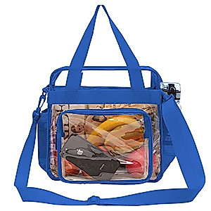 BAGAIL Clear Bag Stadium Approved Tote Bag with Front Pocket and Adjustable Shoulder Strap (Blue)