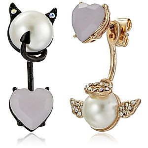 Betsey Johnson Angel & Devil Mismatch Front/Back Earrings
