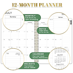 2024-2025 Planner - Planner 2024-2025 from July 2024 - June 2025, 8" x 10", Weekly and Monthly Planner 2024-2025 with Marked Tabs, Flexible Cover + Thick Paper + Twin-Wire Binding - Pink