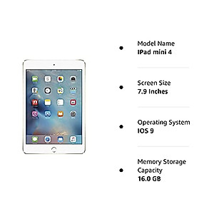 Apple iPad Mini 4, 16GB, Gold - WiFi + Cellular (Renewed)