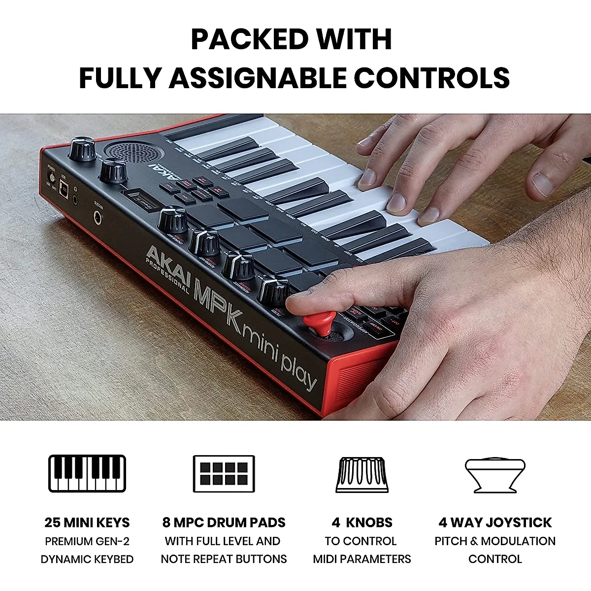 AKAI Professional MPK Mini Play MK3 and M-Audio HDH40-25-Key USB MIDI Keyboard Controller with Beat Pads, Studio Headphones and Software Suite